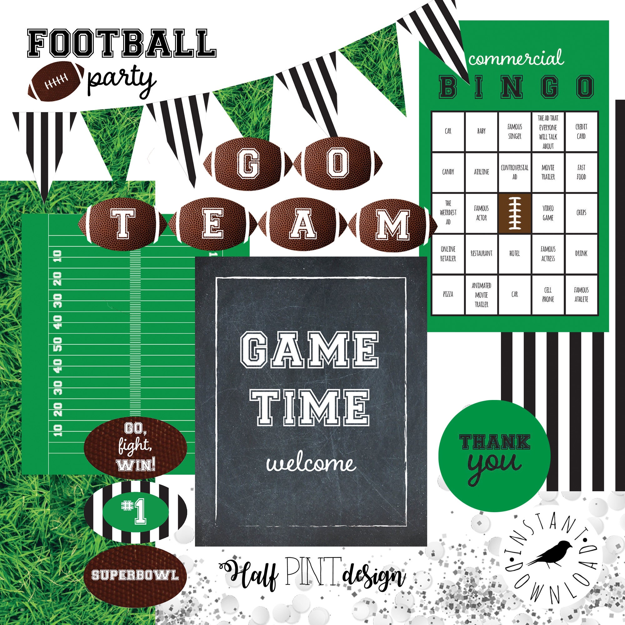 VALUE Bundle: Football Party Kit Printable Football Decor | Etsy