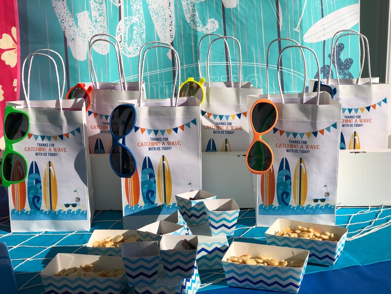 Surf Party Catch A Wave Favor Tags, Surfing Party, Surf Themed Party ...