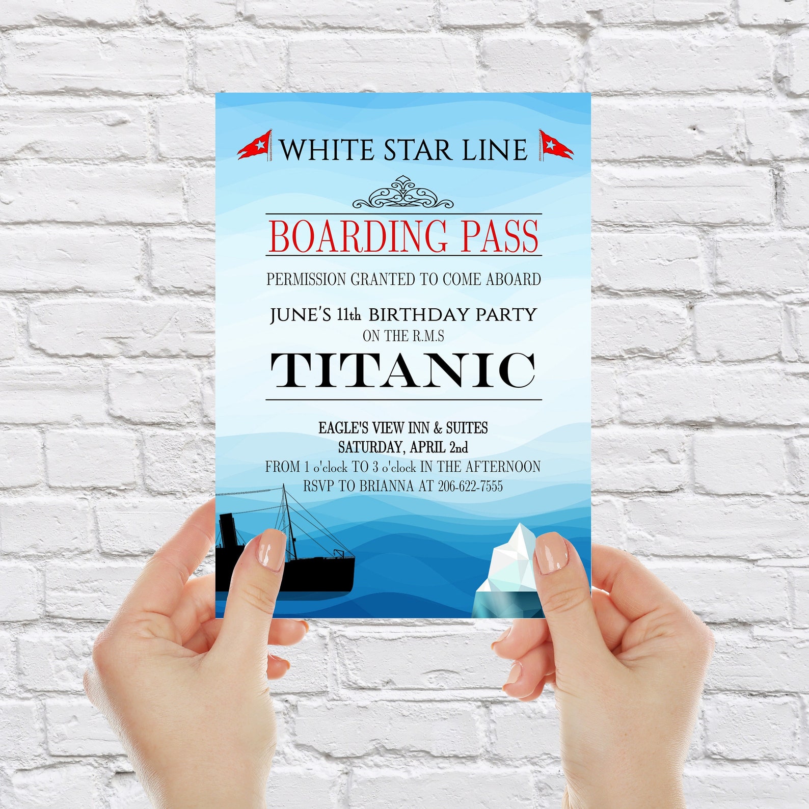 Titanic Invitation, Titanic Birthday Party, Printable Boarding Pass ...