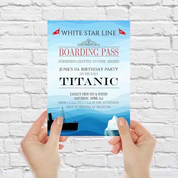 Titanic Invitation Titanic Birthday Party Printable Boarding | Etsy