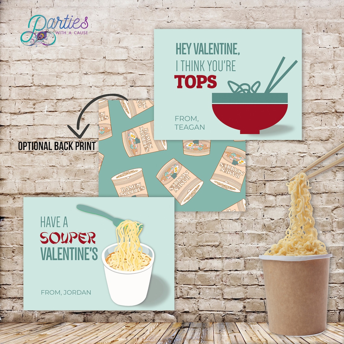 Ramen Soup Valentine Cards | Printable Classroom Valentine's Day Cards ...