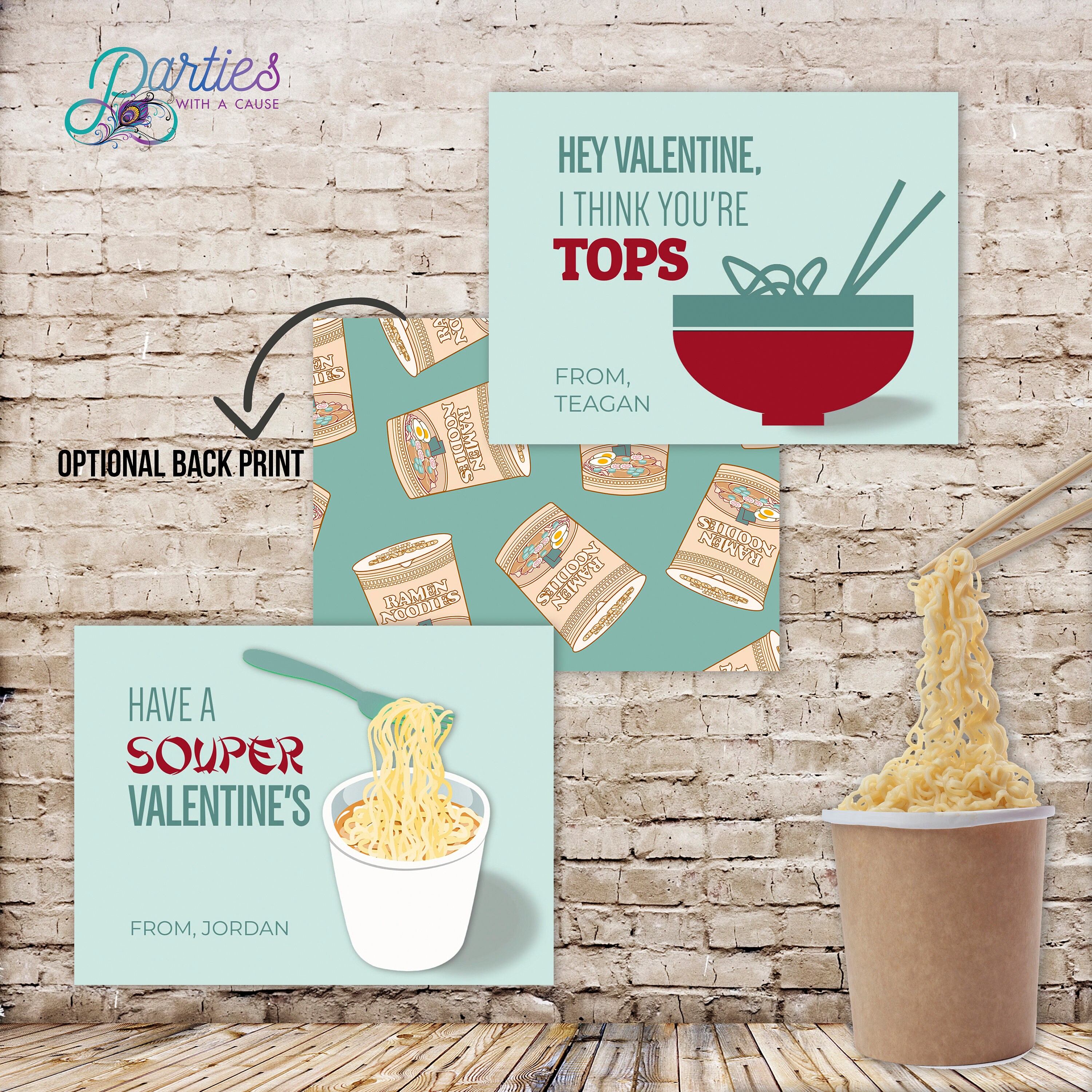 Ramen Soup Valentine Cards | Printable Classroom Valentine's Day Cards ...