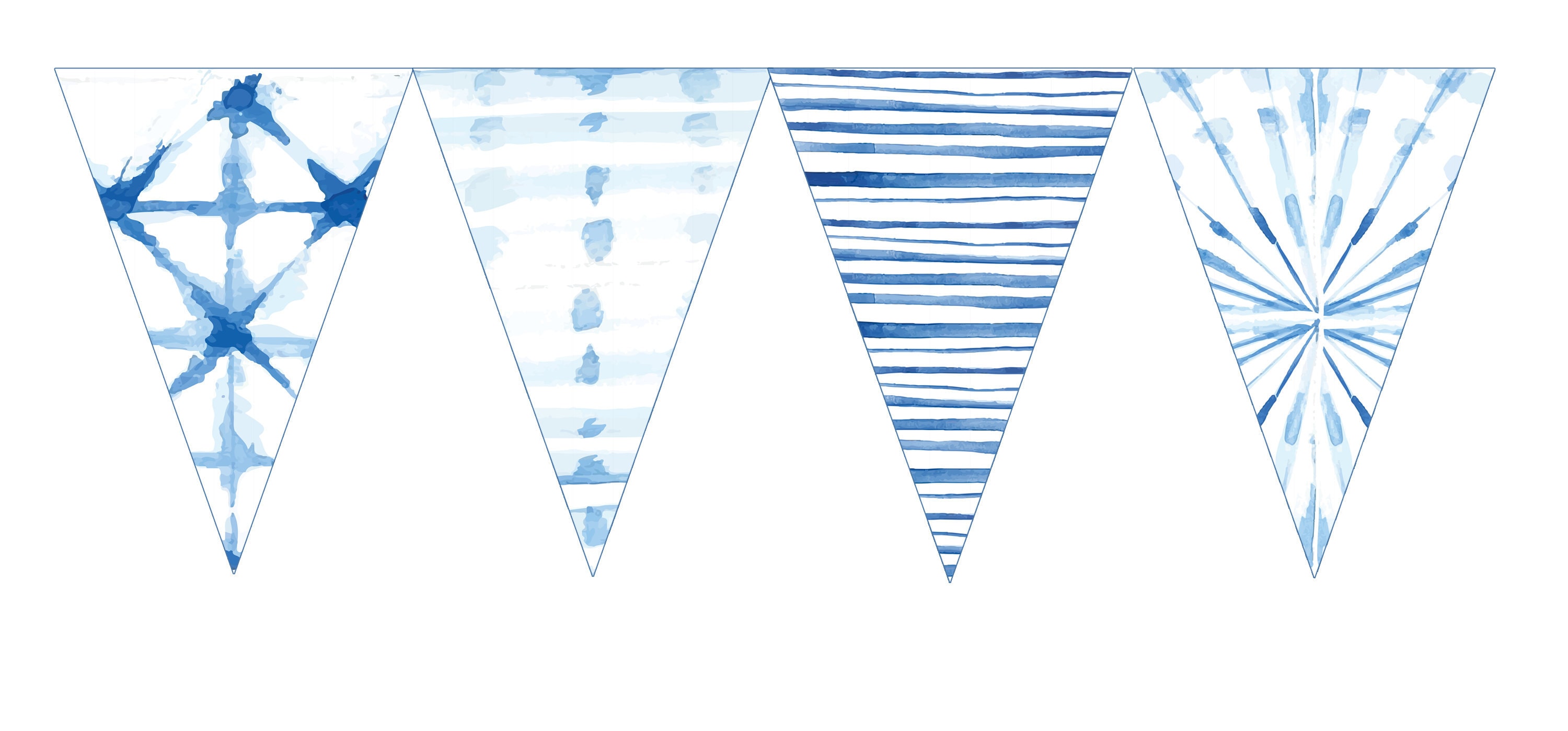 Shibori Tie Dye Pennant Banner Shibori Baby Shower Baby Boy - Etsy