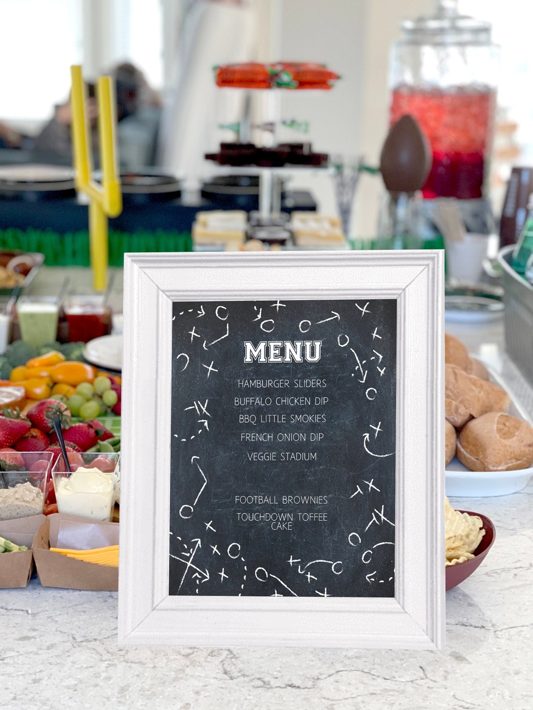Football Party Menu 8x10, Football Chalkboard Play Sign, Football Food ...