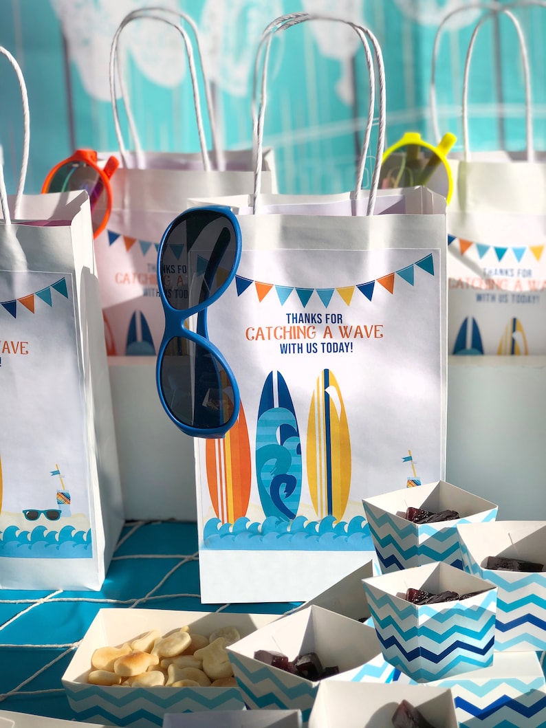 Surf Party Catch A Wave Favor Tags, Surfing Party, Surf Themed Party ...