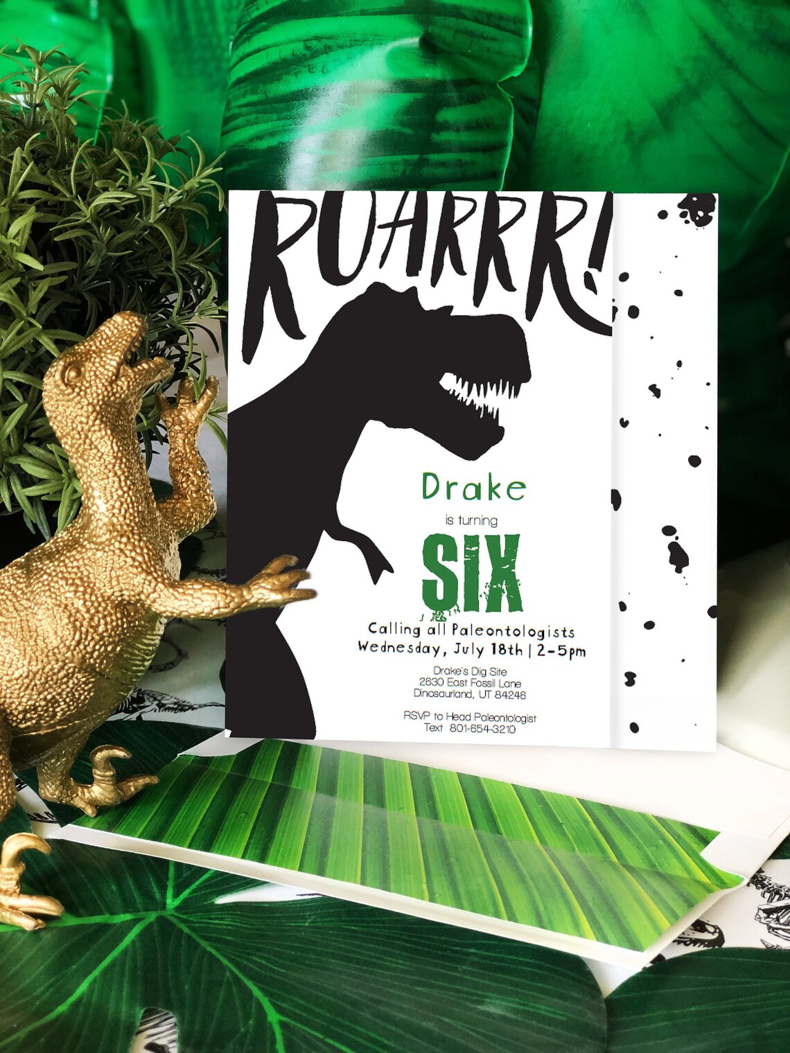 Prehistoric Dinosaur Birthday Invitation T-Rex party Modern | Etsy