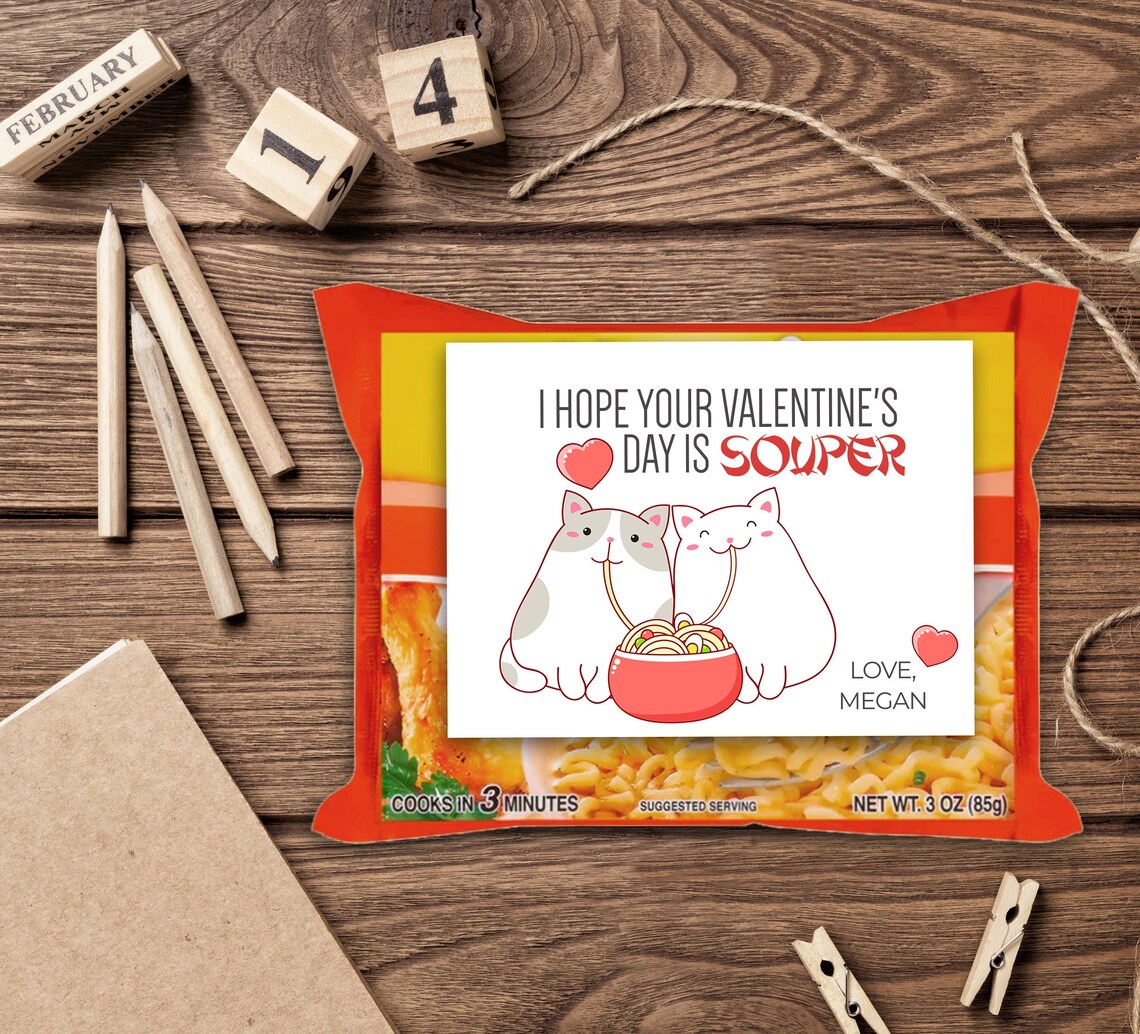 Ramen Soup Valentine Cards | Printable Classroom Valentine's Day Cards ...