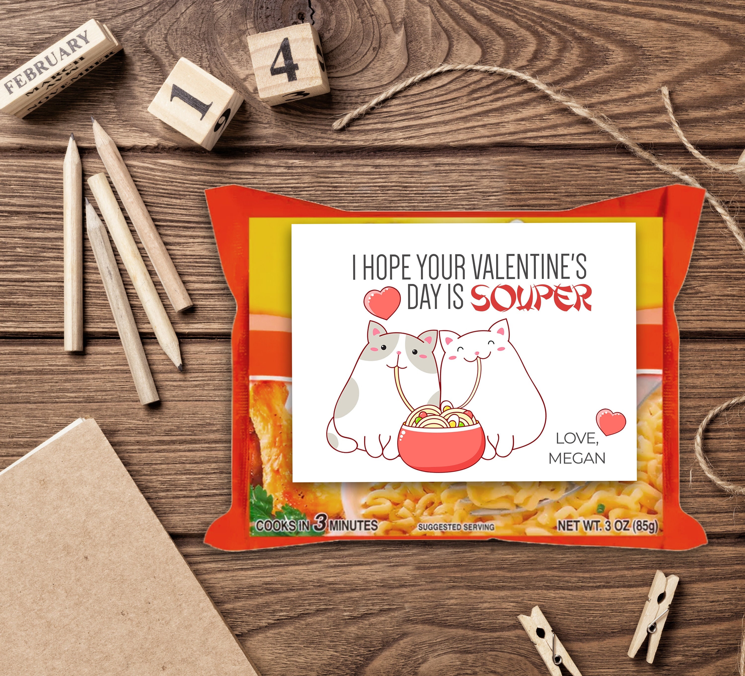 Ramen Soup Valentine Cards Printable Classroom - Etsy