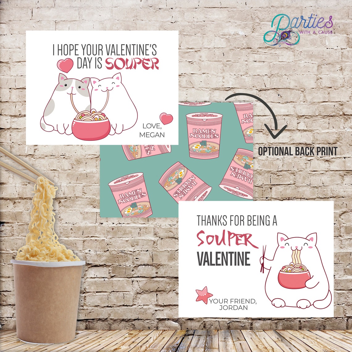 Ramen Soup Valentine Cards | Printable Classroom Valentine's Day Cards ...
