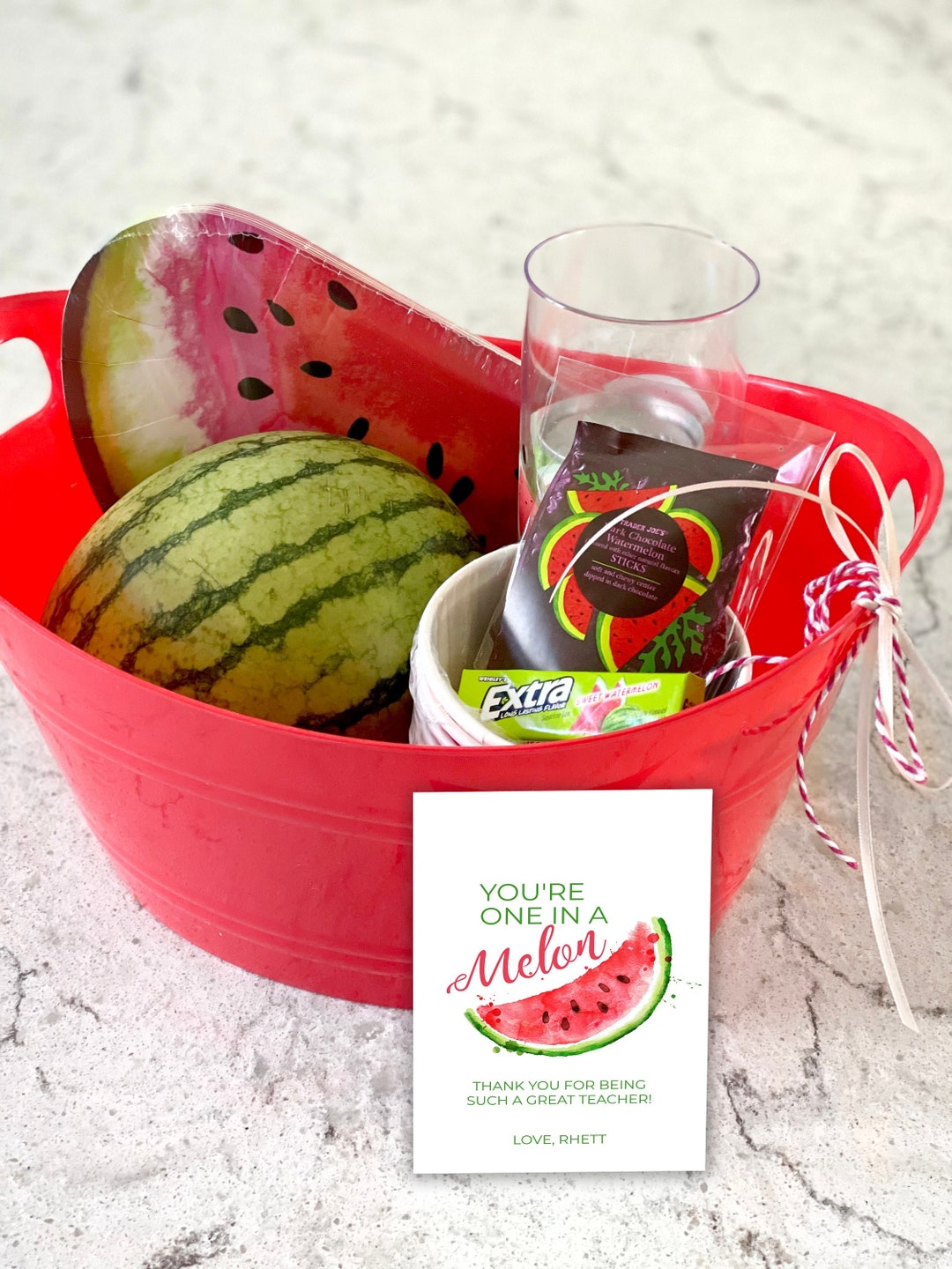 One in a Melon Gift Tag, Teacher Thank You Gift, Gift Basket, Summer ...