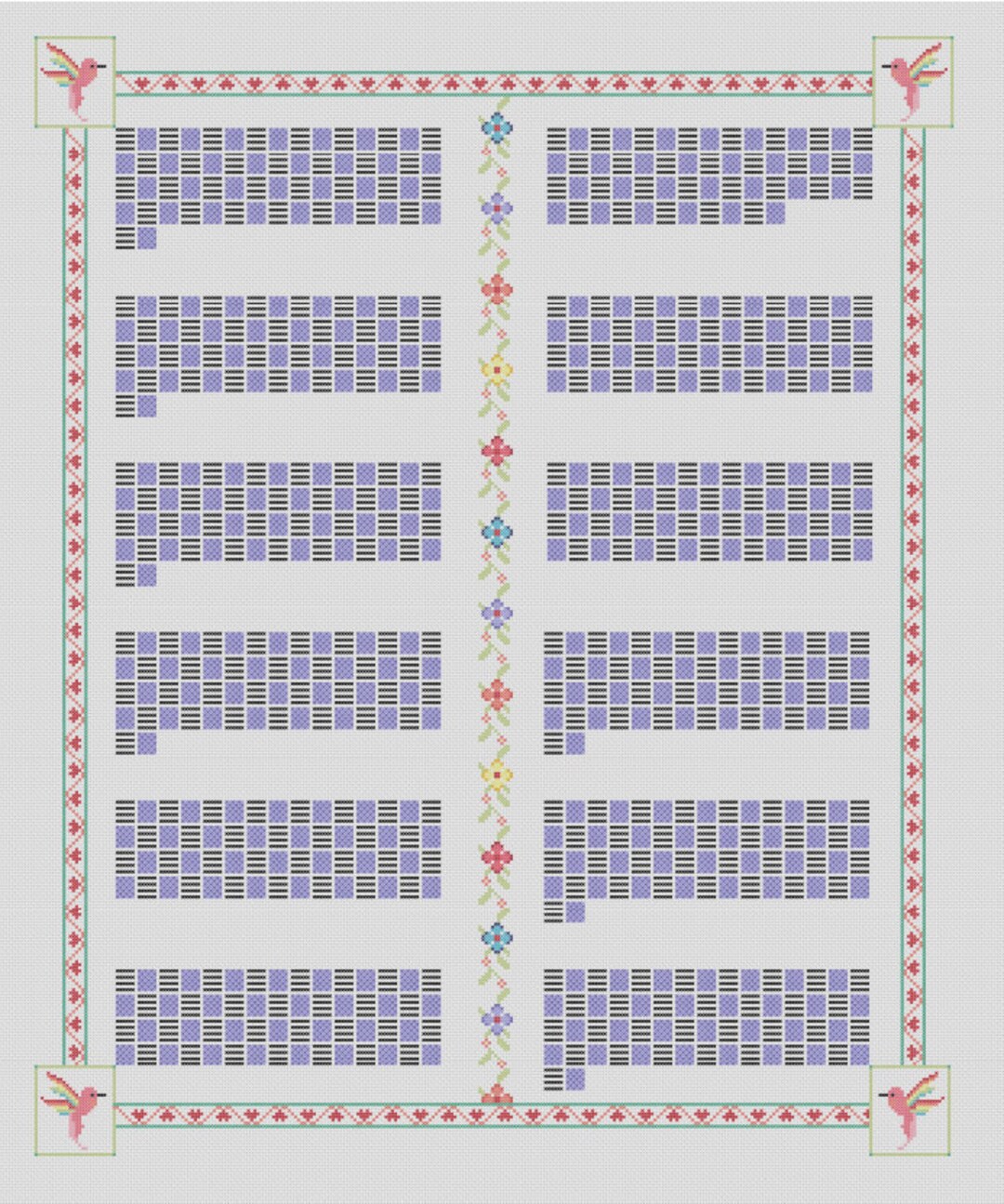 Hummingbird / Flowery Temperature Cross Stitch Chart 2021/2022 - Etsy