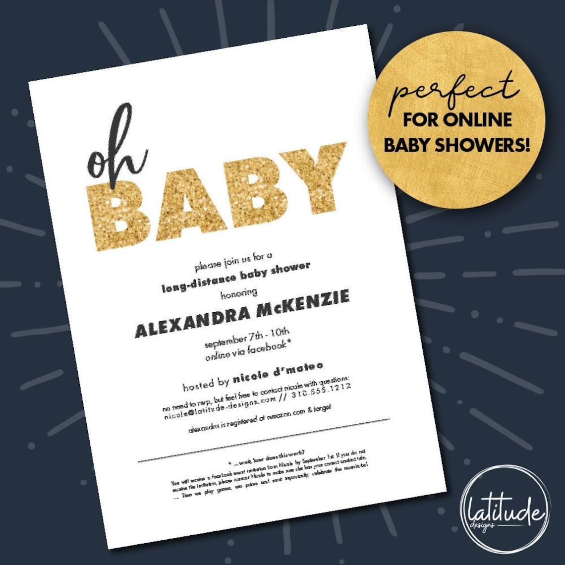 Printable Online Baby Shower Invitation // Long-distance Baby Shower ...