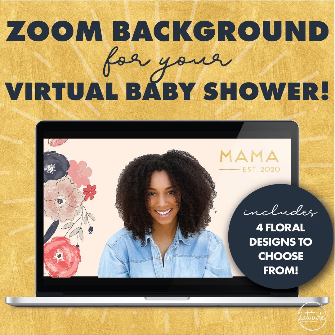 Bold Floral Zoom Background / Virtual Baby Shower / Online Baby Shower ...