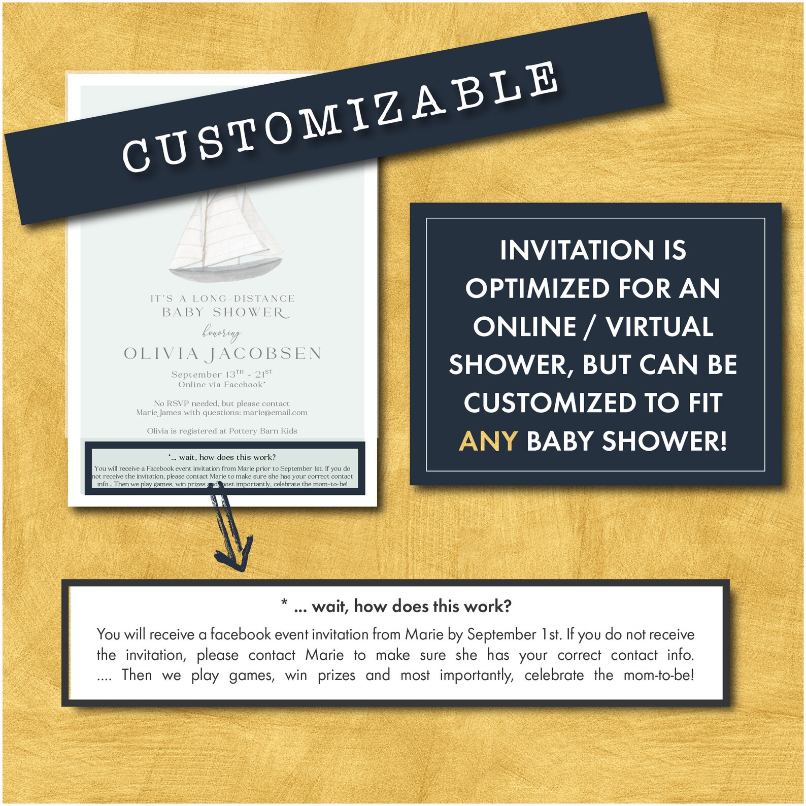 Printable Online Baby Shower Invitation // Long-distance Baby Shower ...
