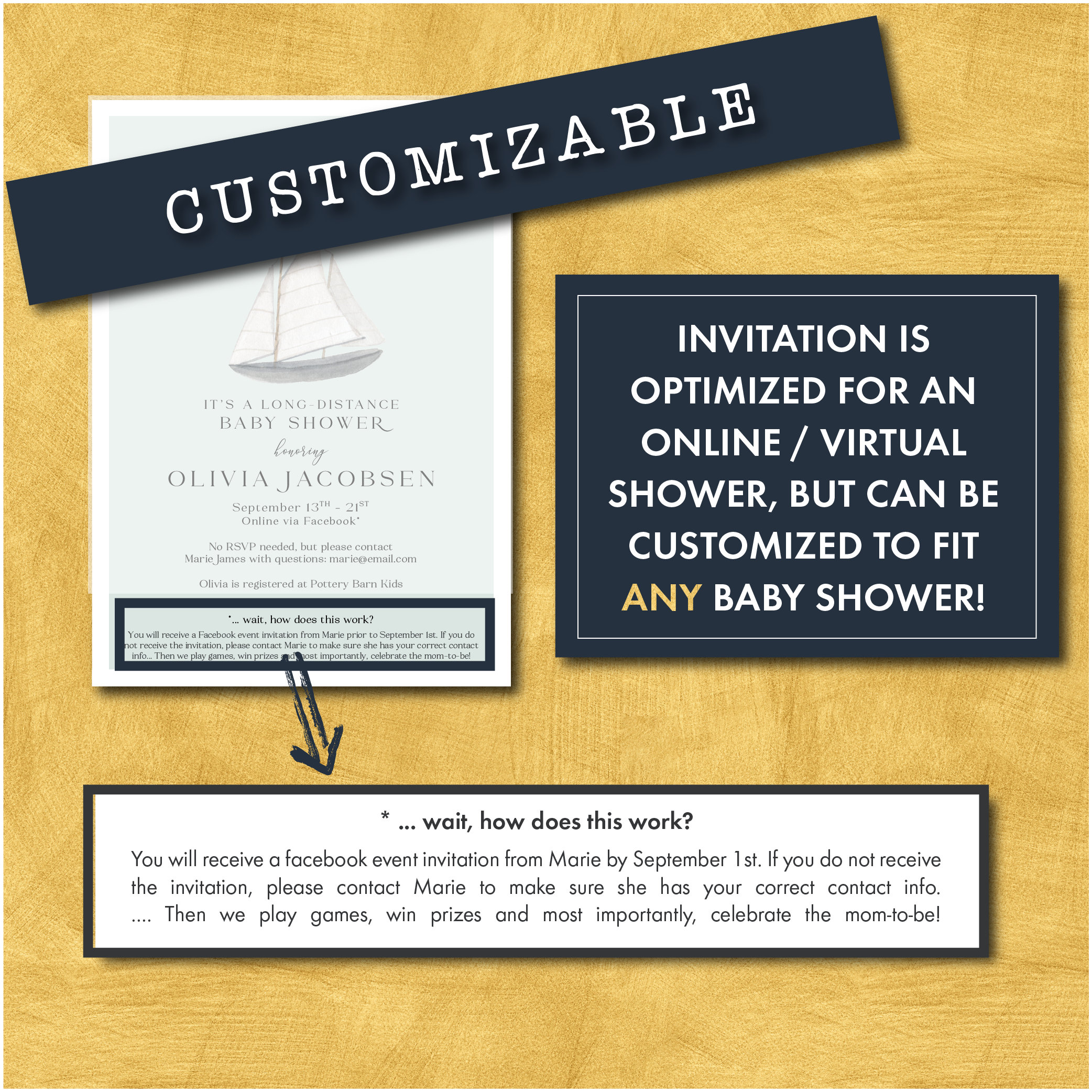 Printable Online Baby Shower Invitation // Long-distance Baby Shower ...