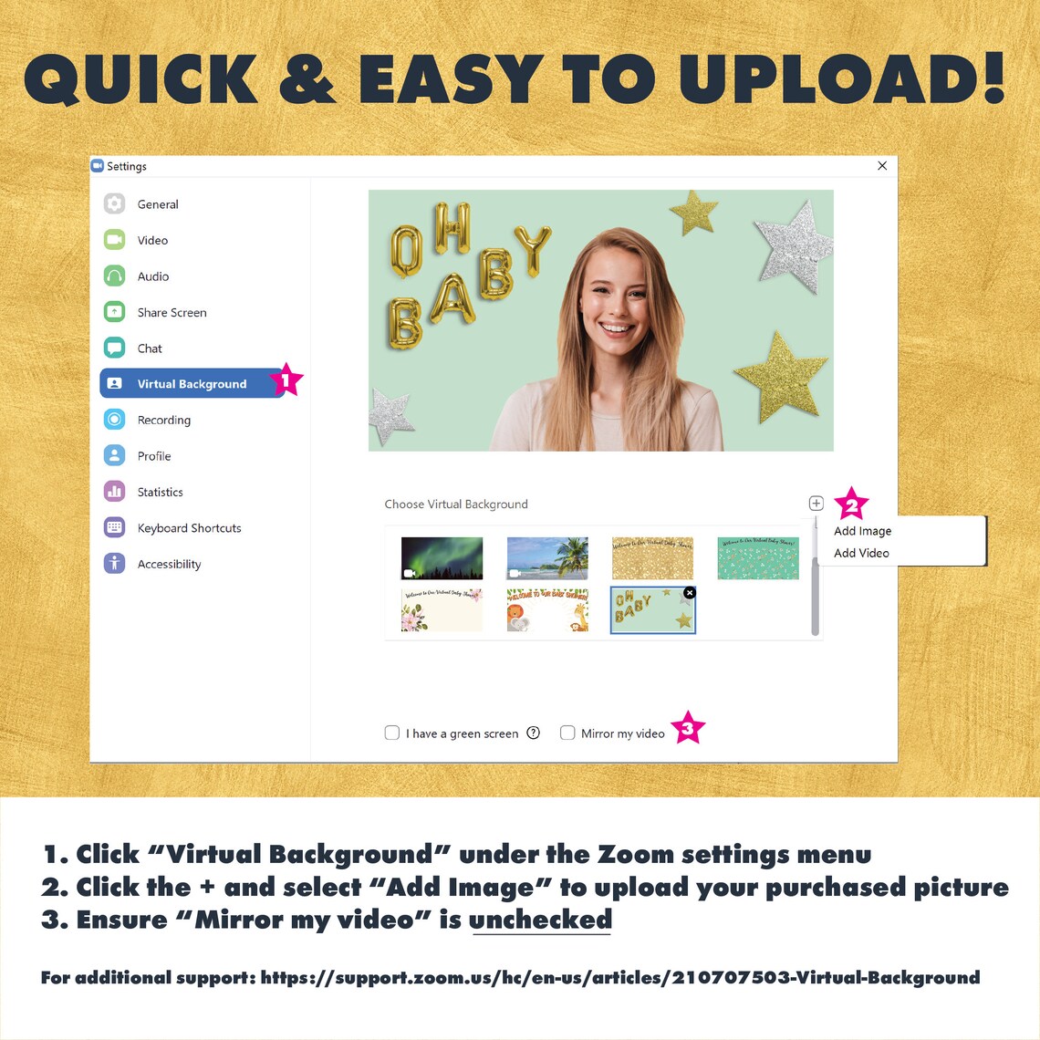 Oh Baby Zoom Background / Virtual Baby Shower / Online Baby Shower ...