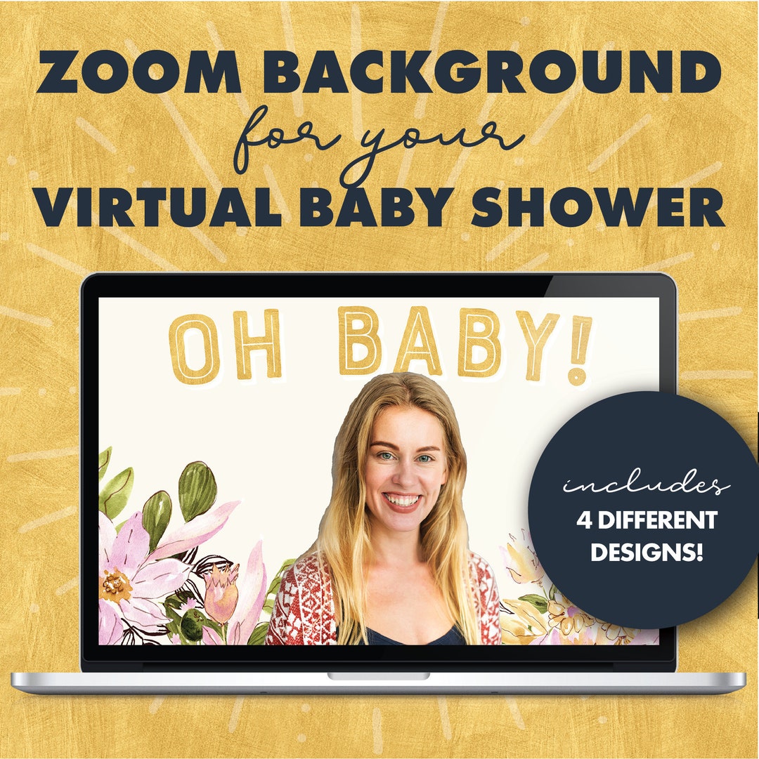 Floral Zoom Background / Virtual Baby Shower / Online Baby Shower / Web ...