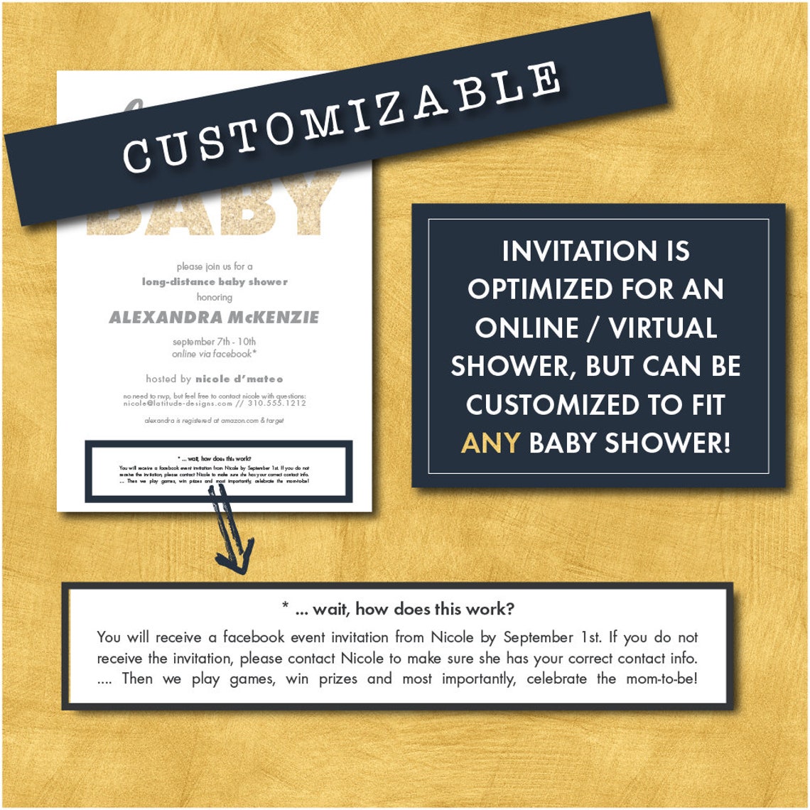 Printable Online Baby Shower Invitation // Long-distance Baby Shower ...