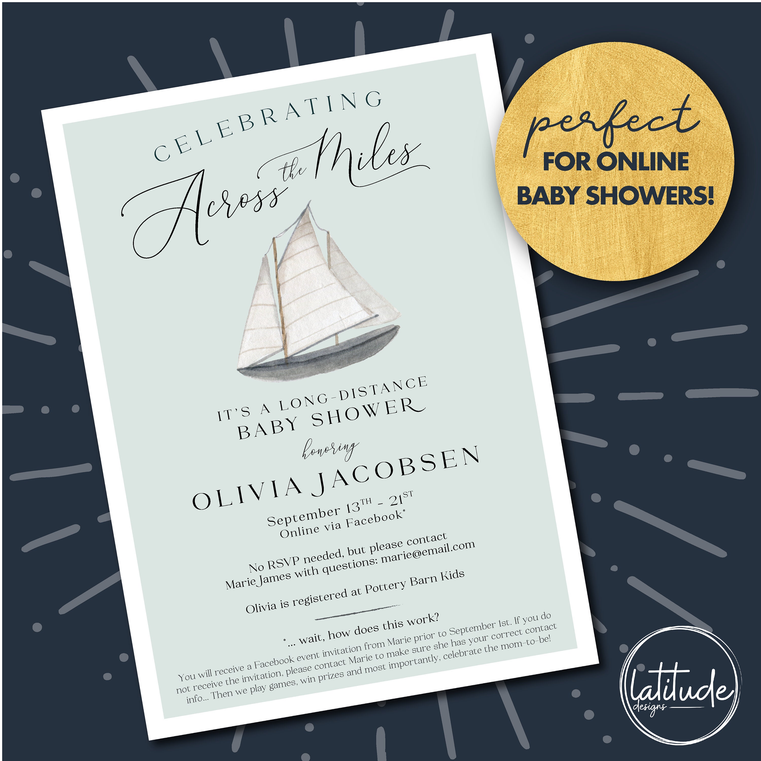 Printable Online Baby Shower Invitation // Long-distance Baby Shower ...
