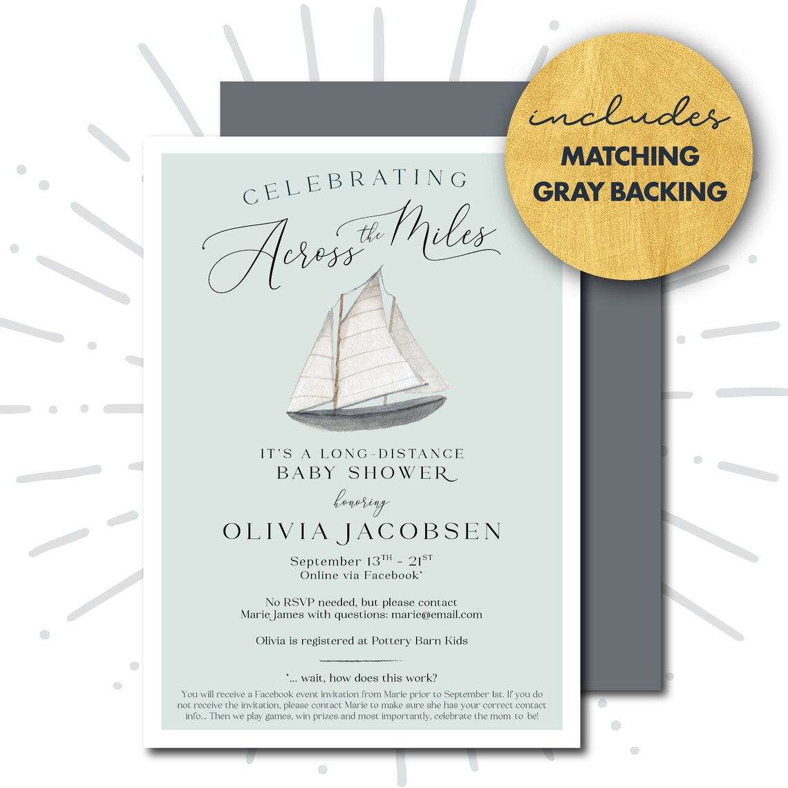 Printable Online Baby Shower Invitation // Long-distance Baby Shower ...