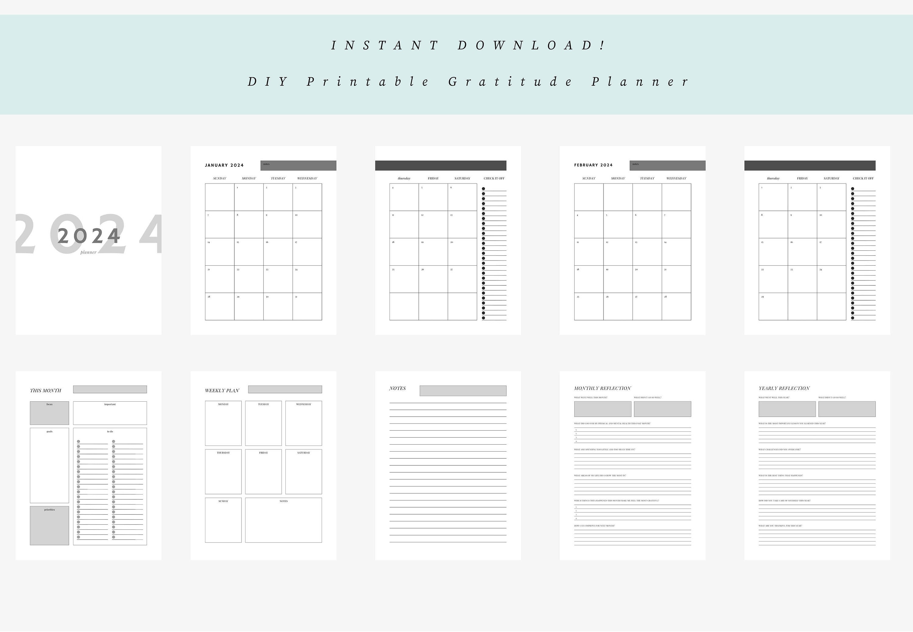35 Pages 2024 Instant Digital Yearly Planner, Digital Notebook ...