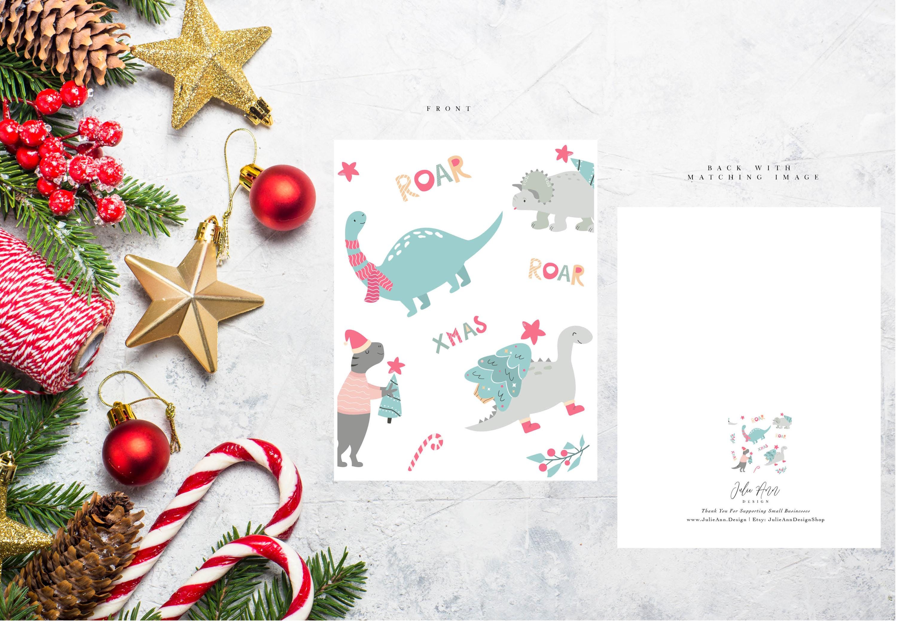 20 Pack Variety Watercolor Dinosaur Christmas Greeting Cards - Etsy