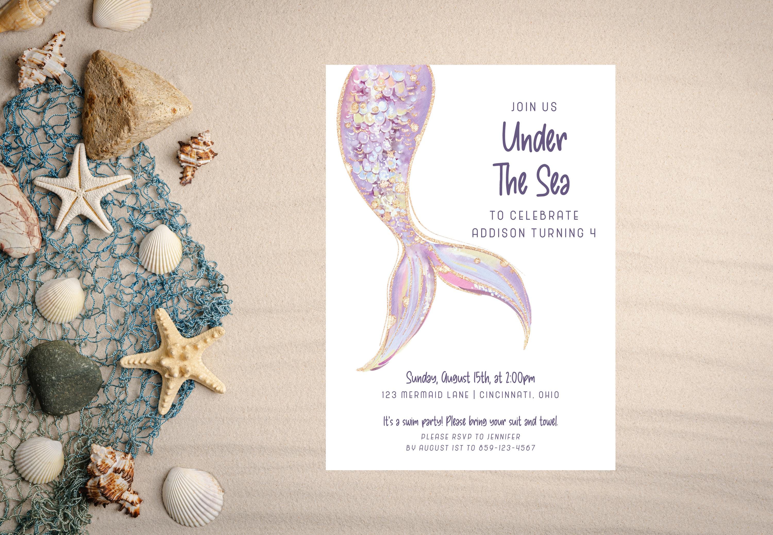 Mermaid Tail Birthday Invitation, Under the Sea Birthday Invitation ...
