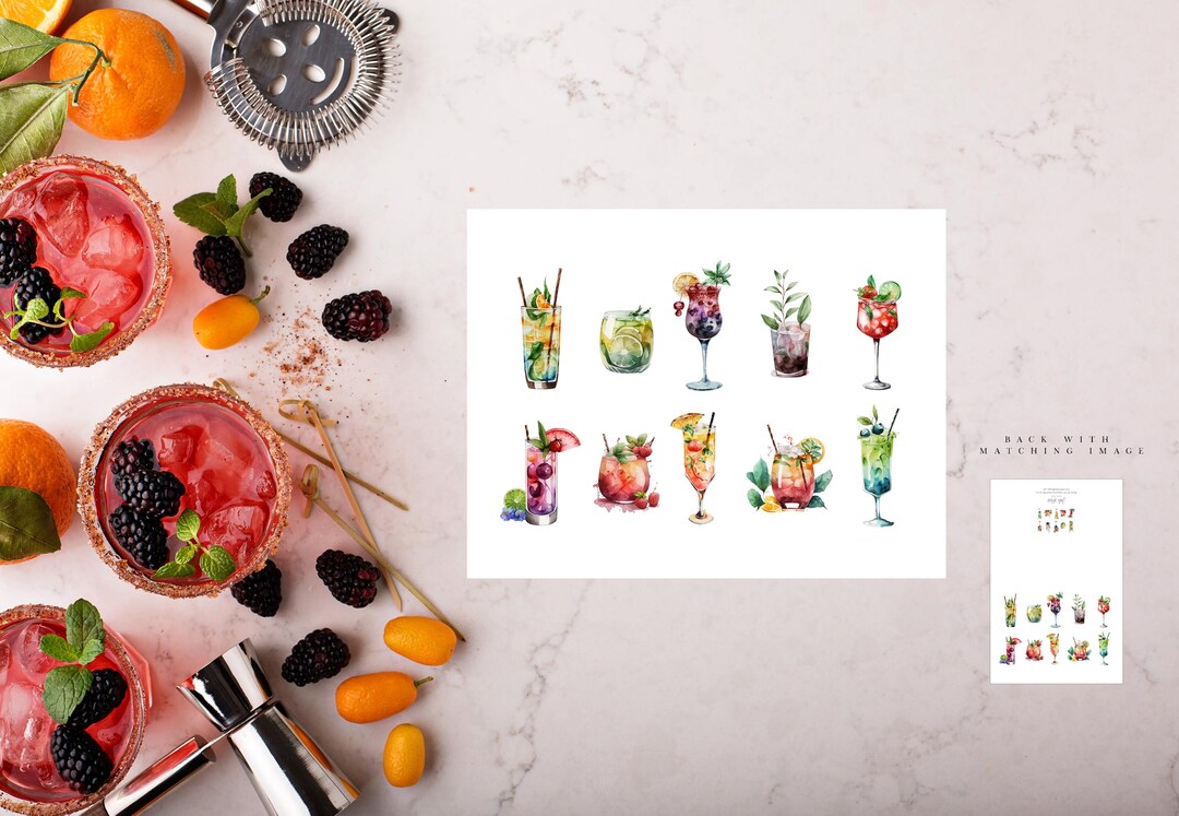 10 Yummy Cocktail Drinks Blank Greeting Card + Great for Any Occasion ...