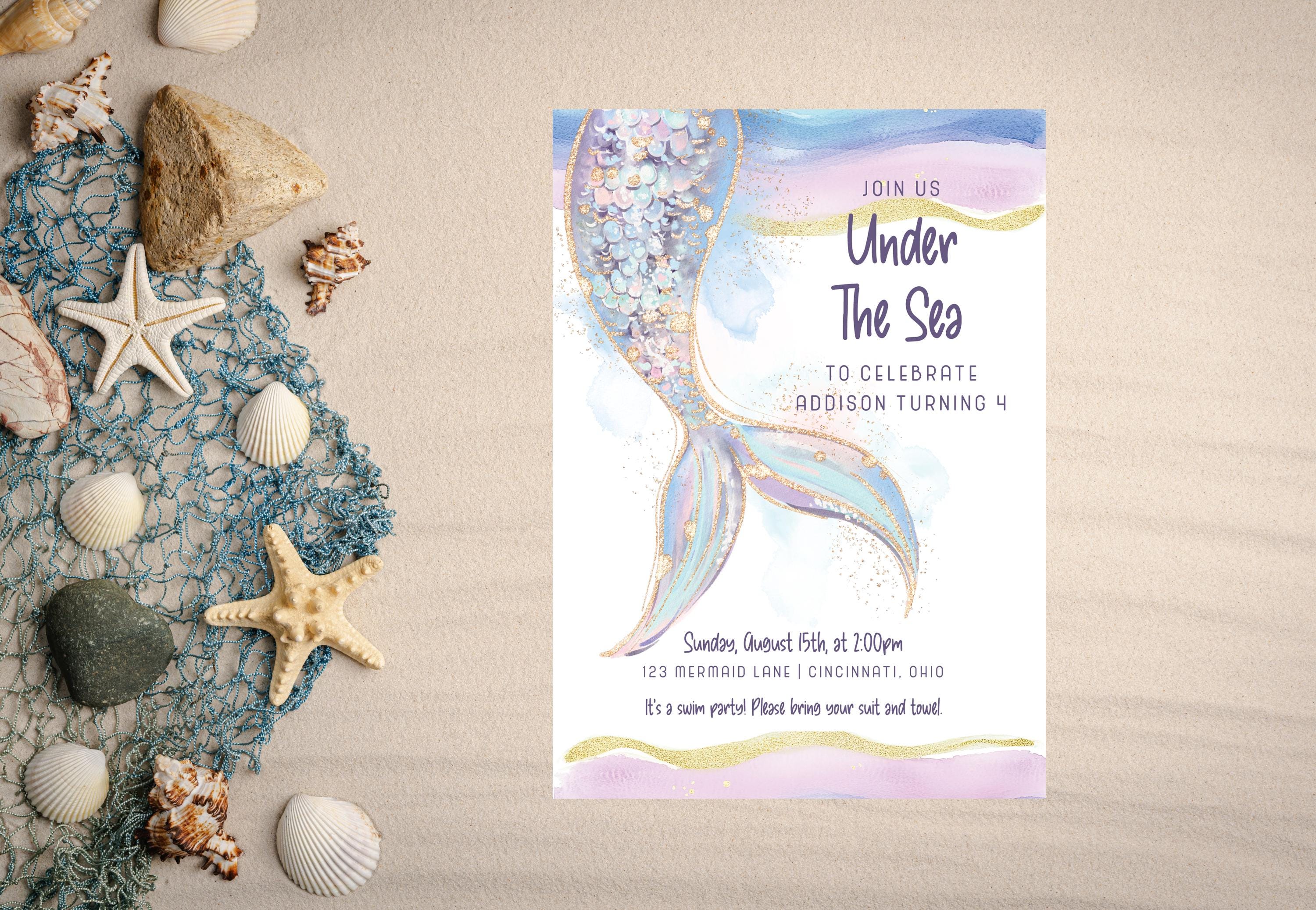 Mermaid Tail Birthday Invitation, Under the Sea Birthday Invitation ...