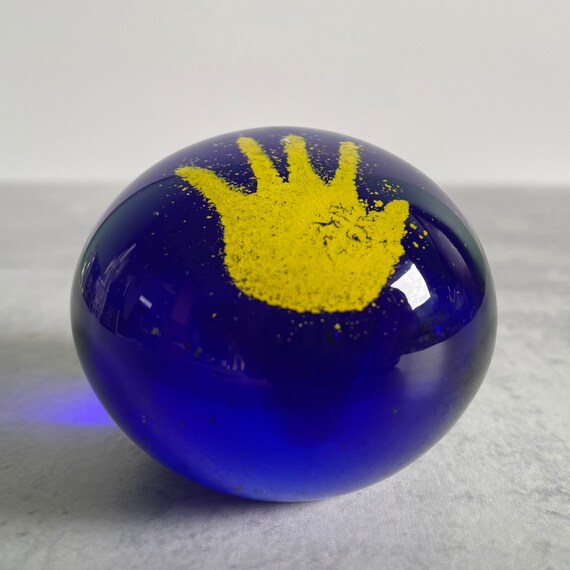 Vintage Glass Paperweight Modern Hand Paperweight Yellow | Etsy