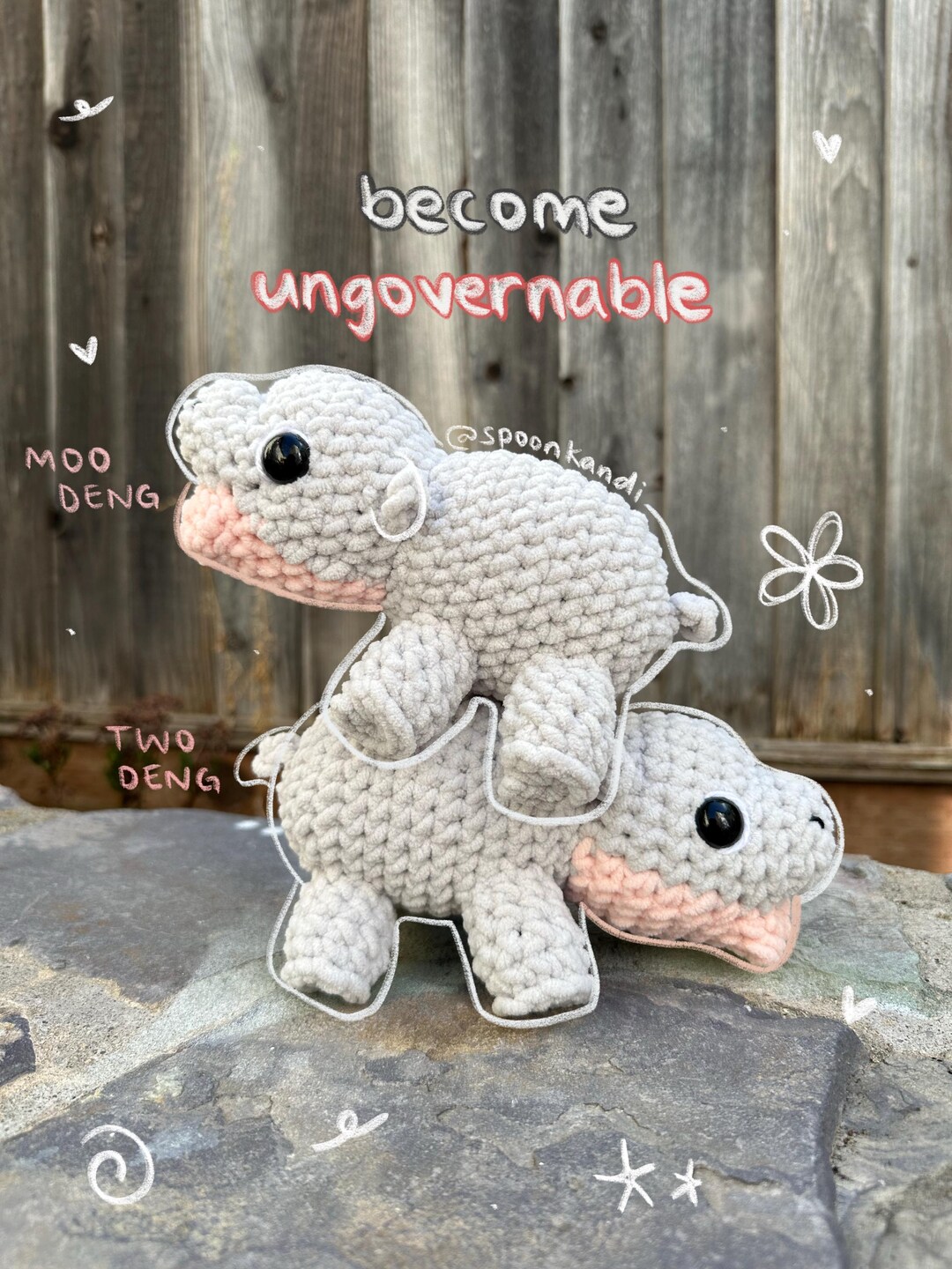 Handmade Crochet Moo Deng Pygmy Hippo Plush Soft, Cuddly, Durable ...