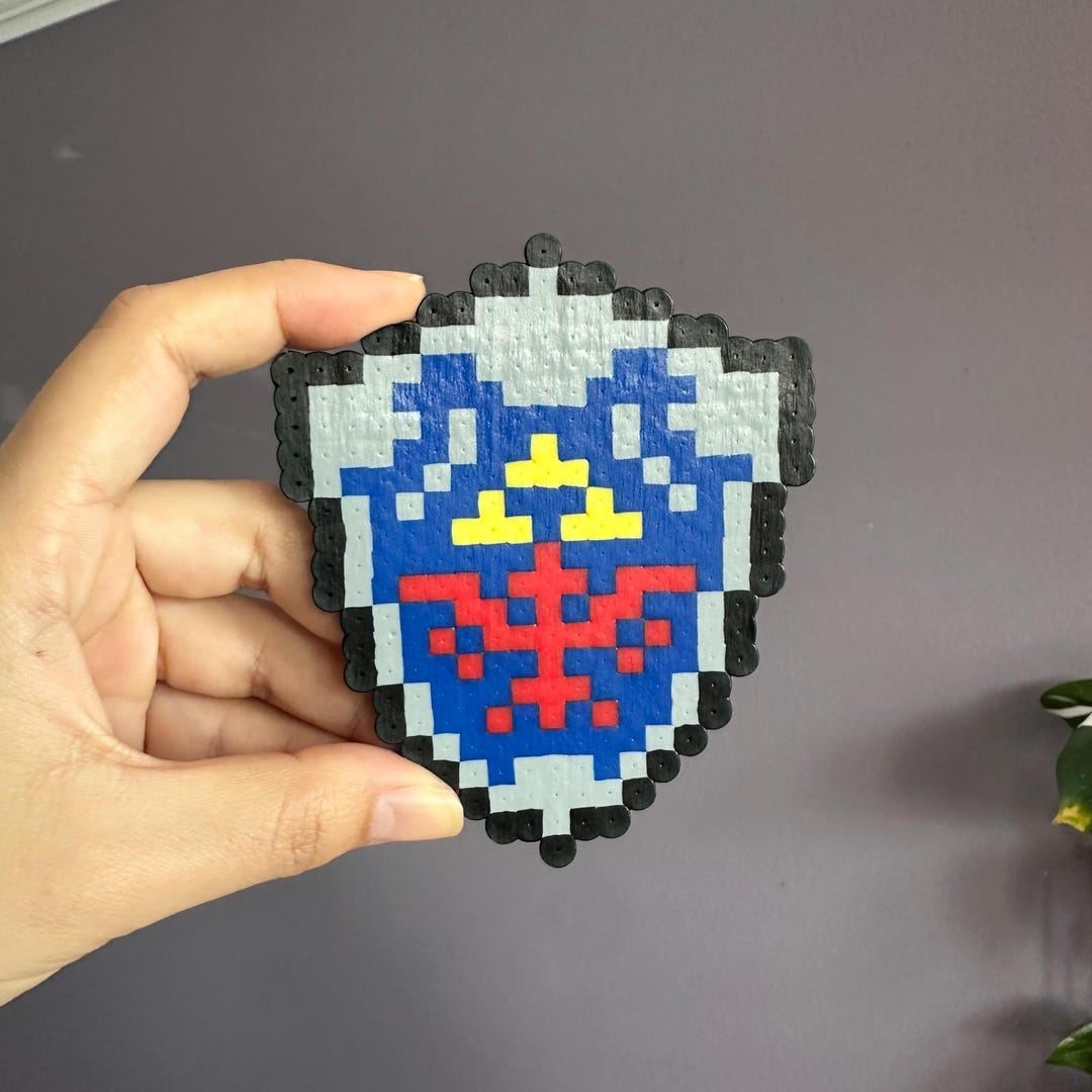 Handmade Hylian Shield Perler Bead Magnet – Legend of Zelda Fridge ...