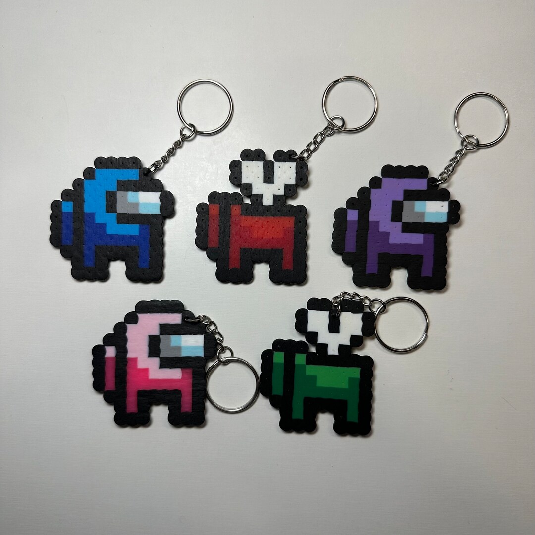 Among Us Keychain, Fuse Bead, Pixel Art, Retro Games, Gamer Accessories ...