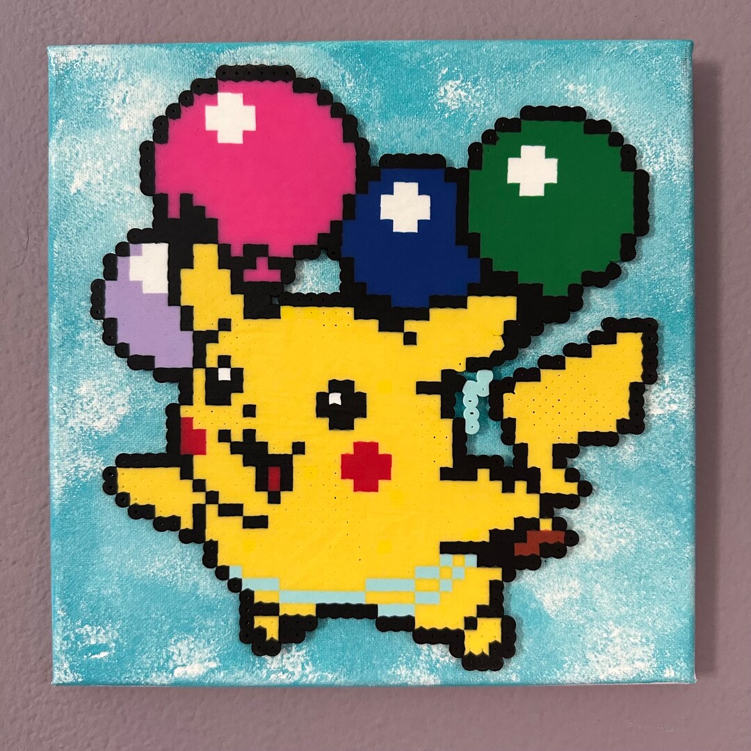 Flying Pikachu, Pokemon Wall Art, Pokemon Decor, Pikachu, Fuse Bead Art ...