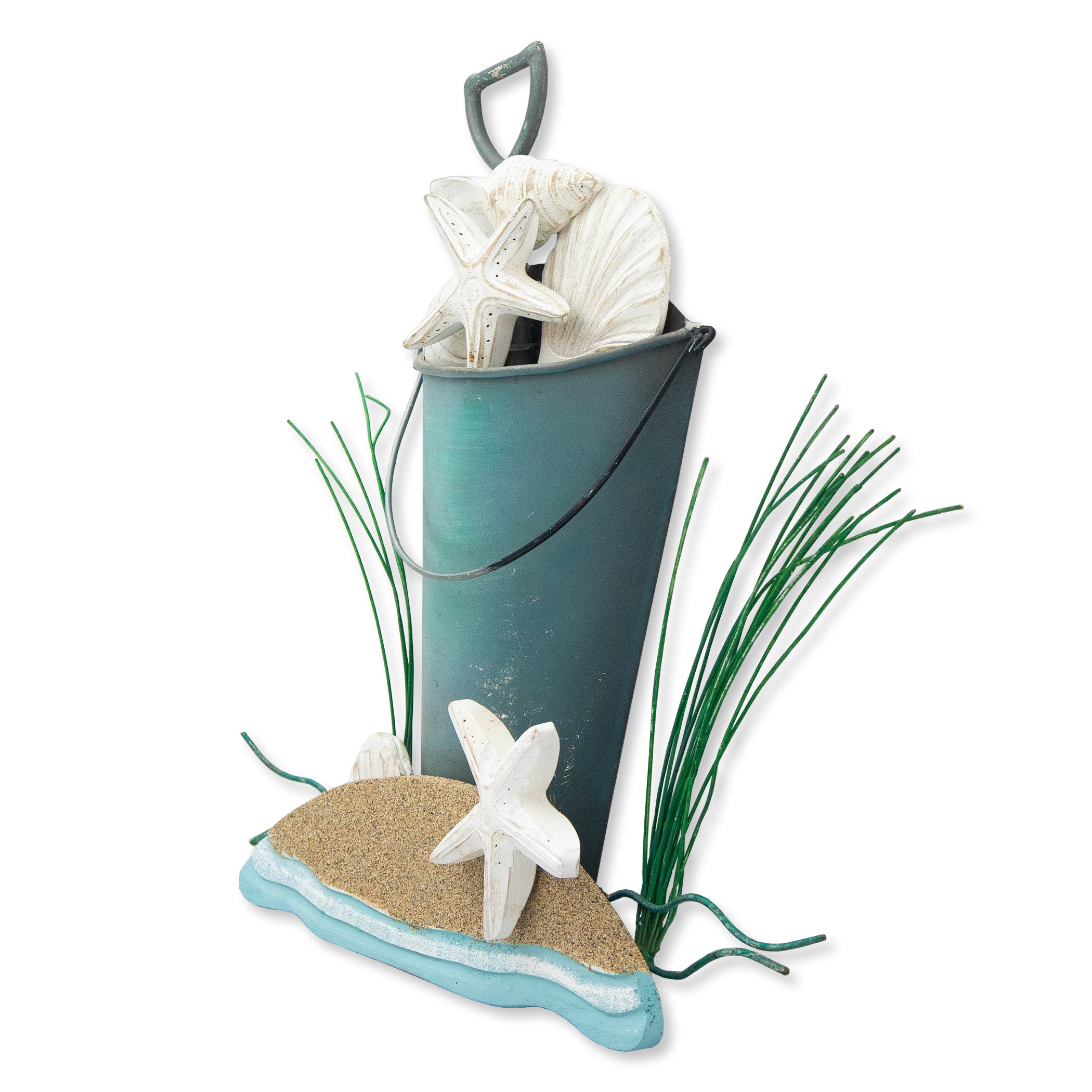 Beach Bucket of Shells Metal Wall Art CW481 | Etsy