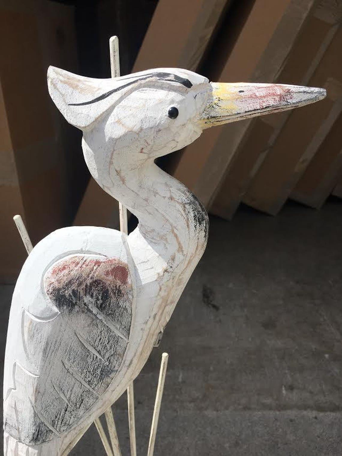 Heron Hand Carved Wood C213 - Etsy