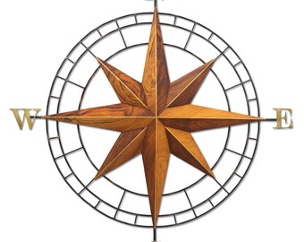 COMPASS ROSE Wall Art Metal Art Reclaimed Wood and Aged Steel 20 X 20 ...
