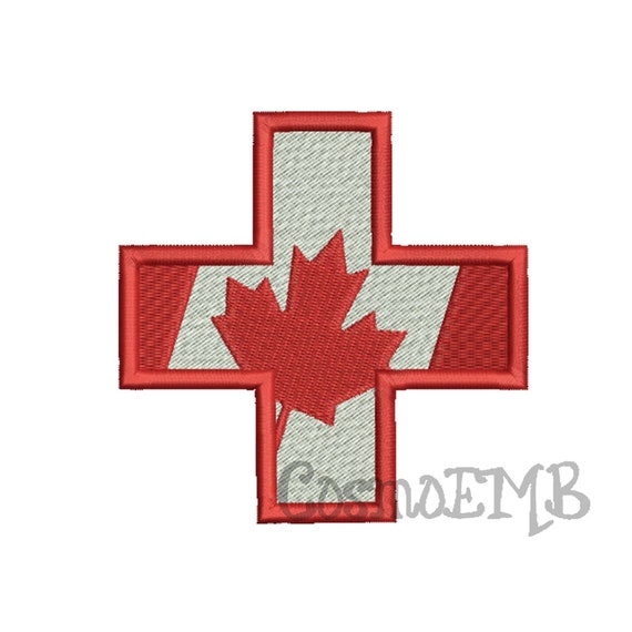 5 Size Canada Flag Red Cross Embroidery Design Machine | Etsy