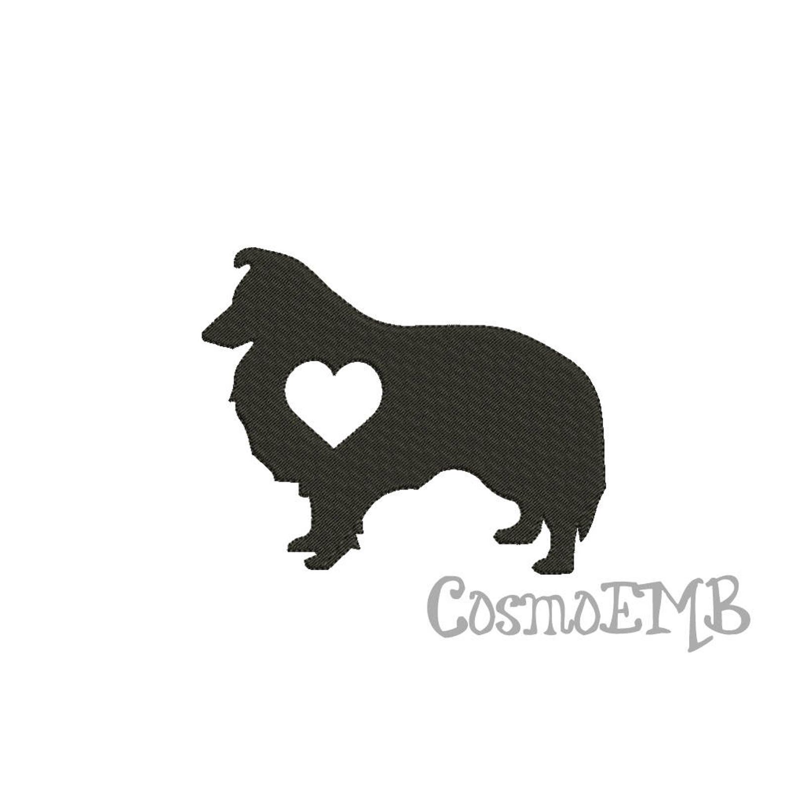 7 Size Sheltie Silhouette Embroidery Design Machine Embroidery ...