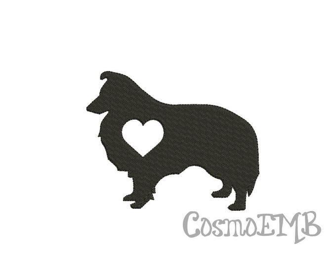 7 Size Sheltie Silhouette Embroidery Design Machine Embroidery | Etsy