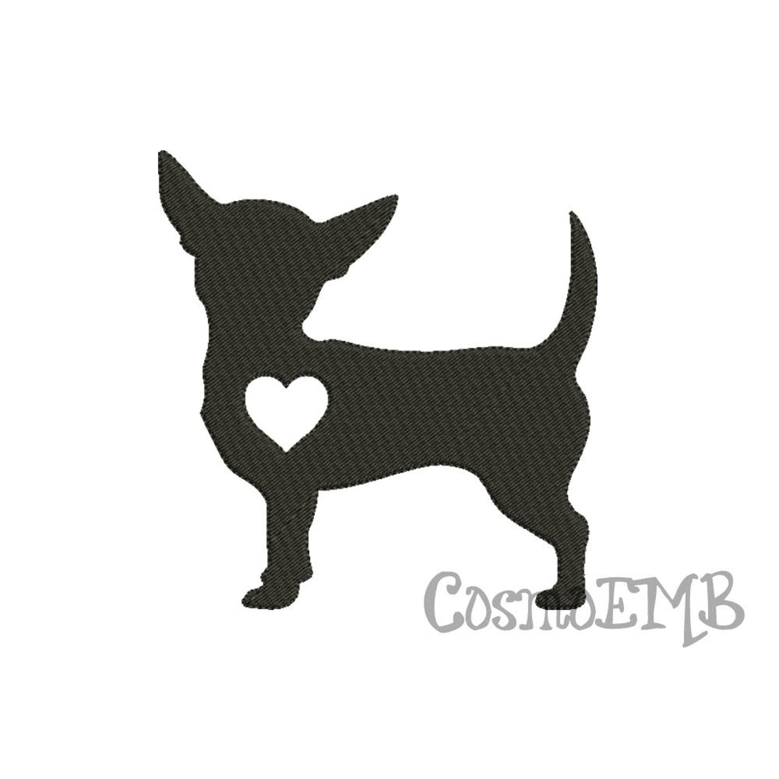 8 Size Chihuahua Silhouette Embroidery Design Machine Embroidery ...
