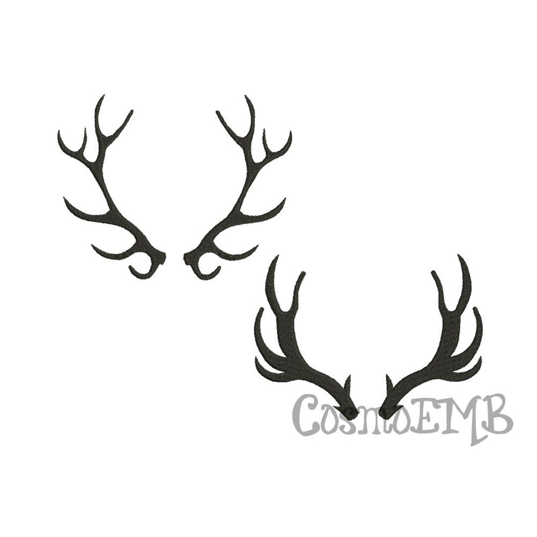 2 Deer Antlers 8 Size Embroidery Design Machine Embroidery - Digital ...