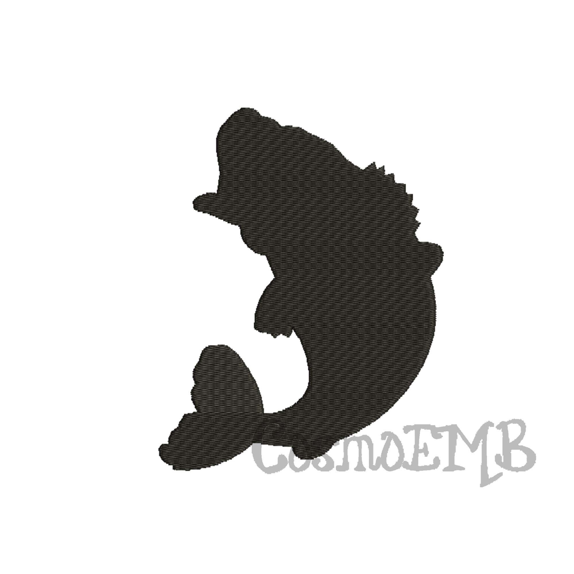 7 Size Bass Fish Silhouette Embroidery Design Machine - Etsy