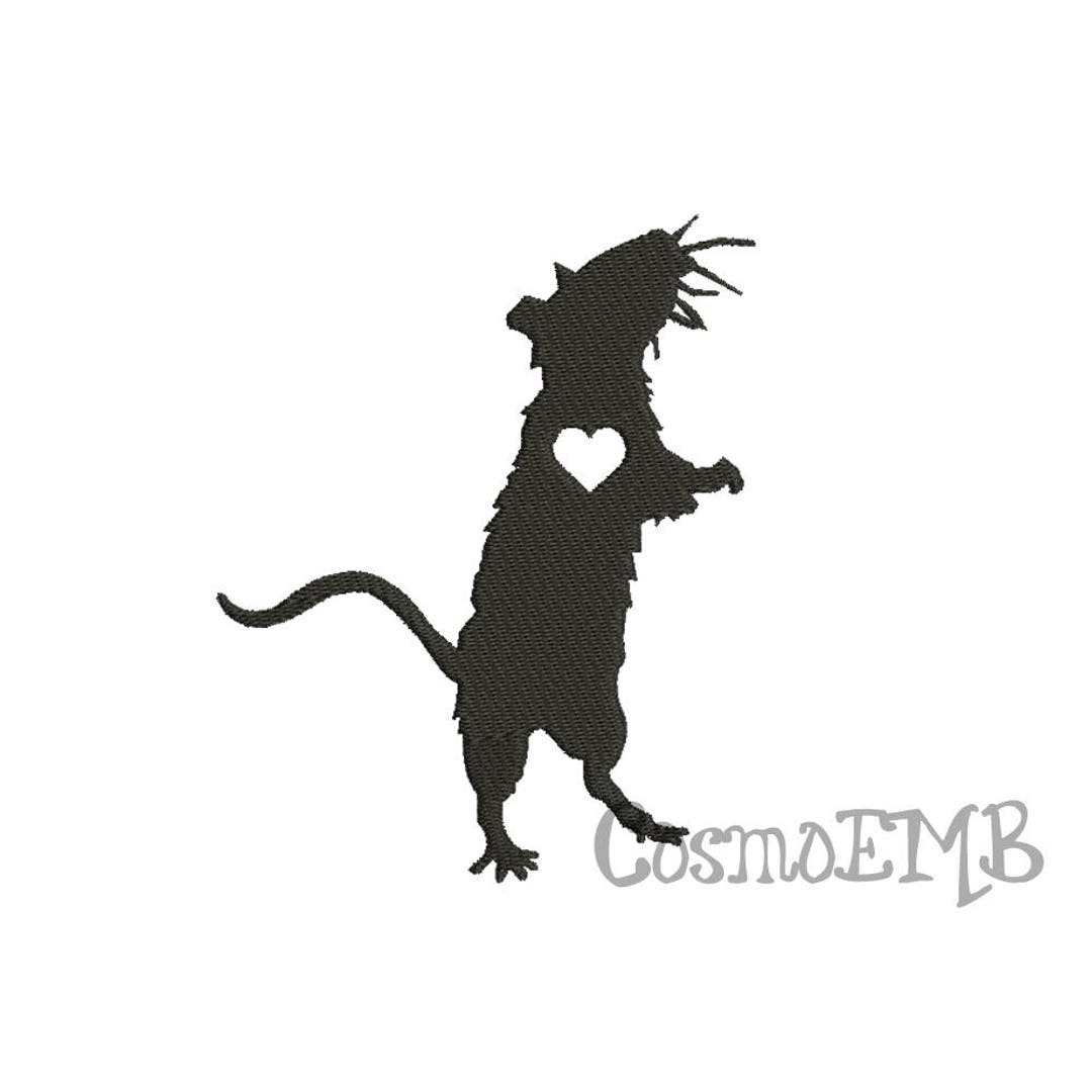8 Size Rat Silhouette Embroidery Applique Design Machine Embroidery ...
