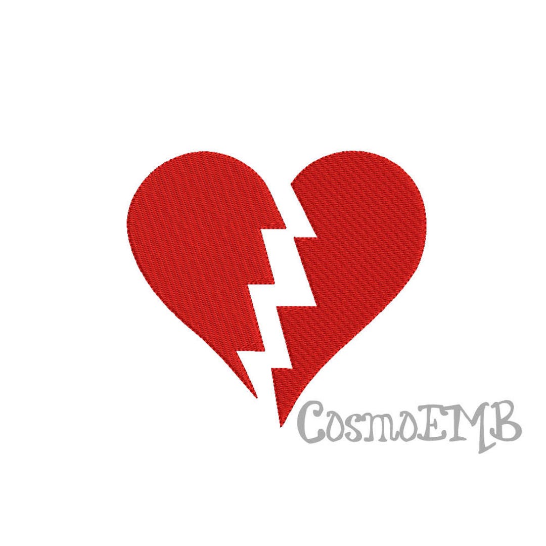 7 Size Broken Heart Embroidery Design Machine Embroidery - Etsy