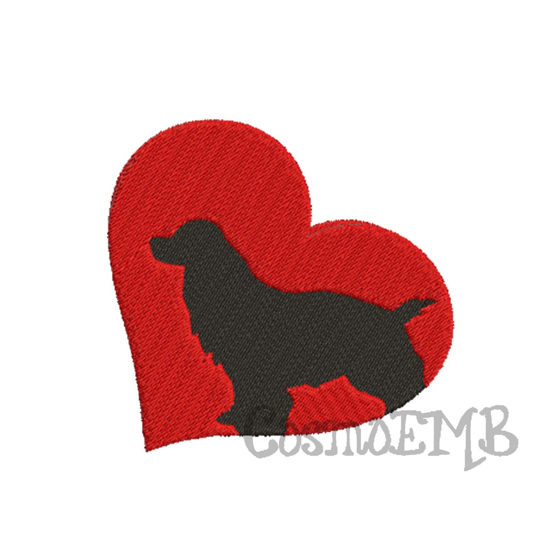 6 Size Cocker Spaniel Heart Embroidery Design Machine Embroidery ...