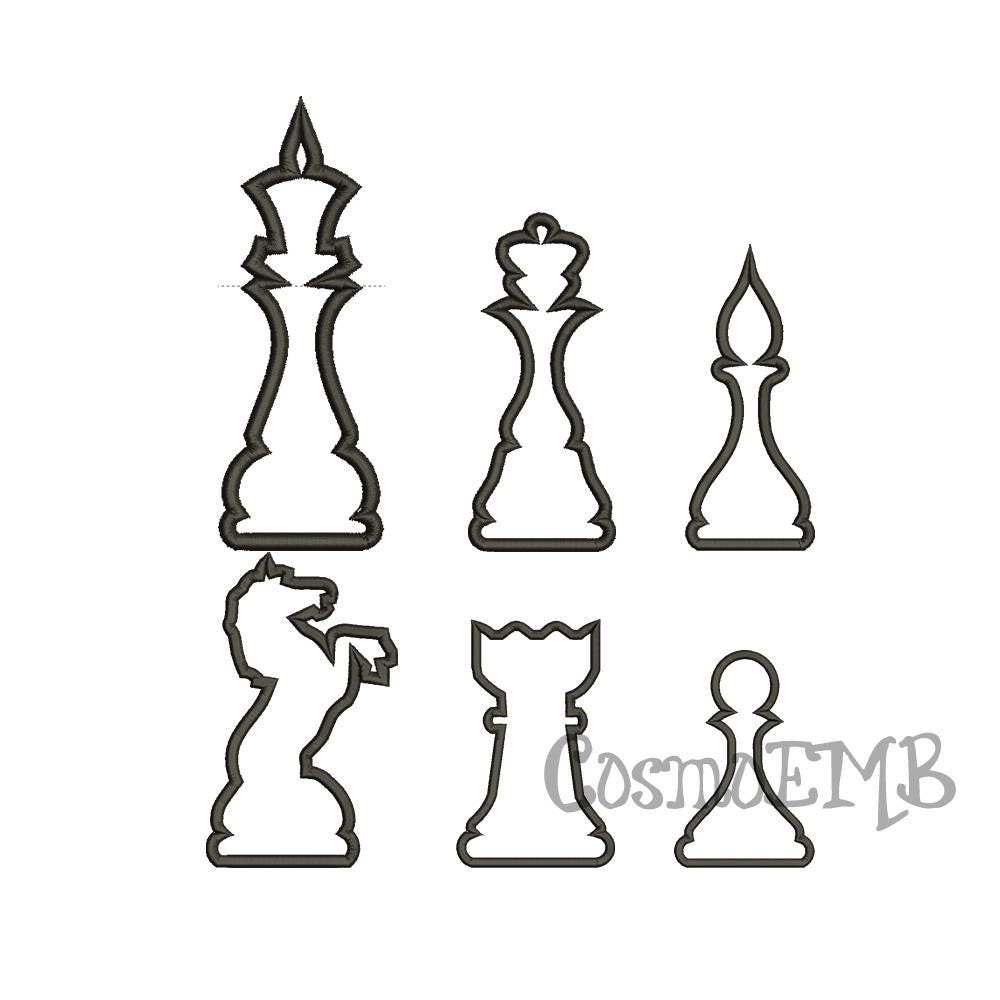 5 Size Chess Piece Applique Embroidery Design Machine - Etsy UK