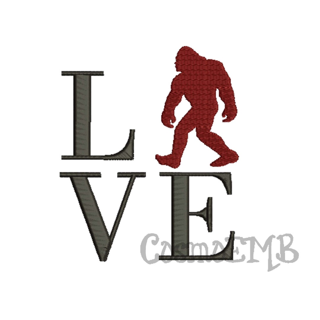 7 Size Bigfoot Love Embroidery Design Machine Embroidery - Digital ...