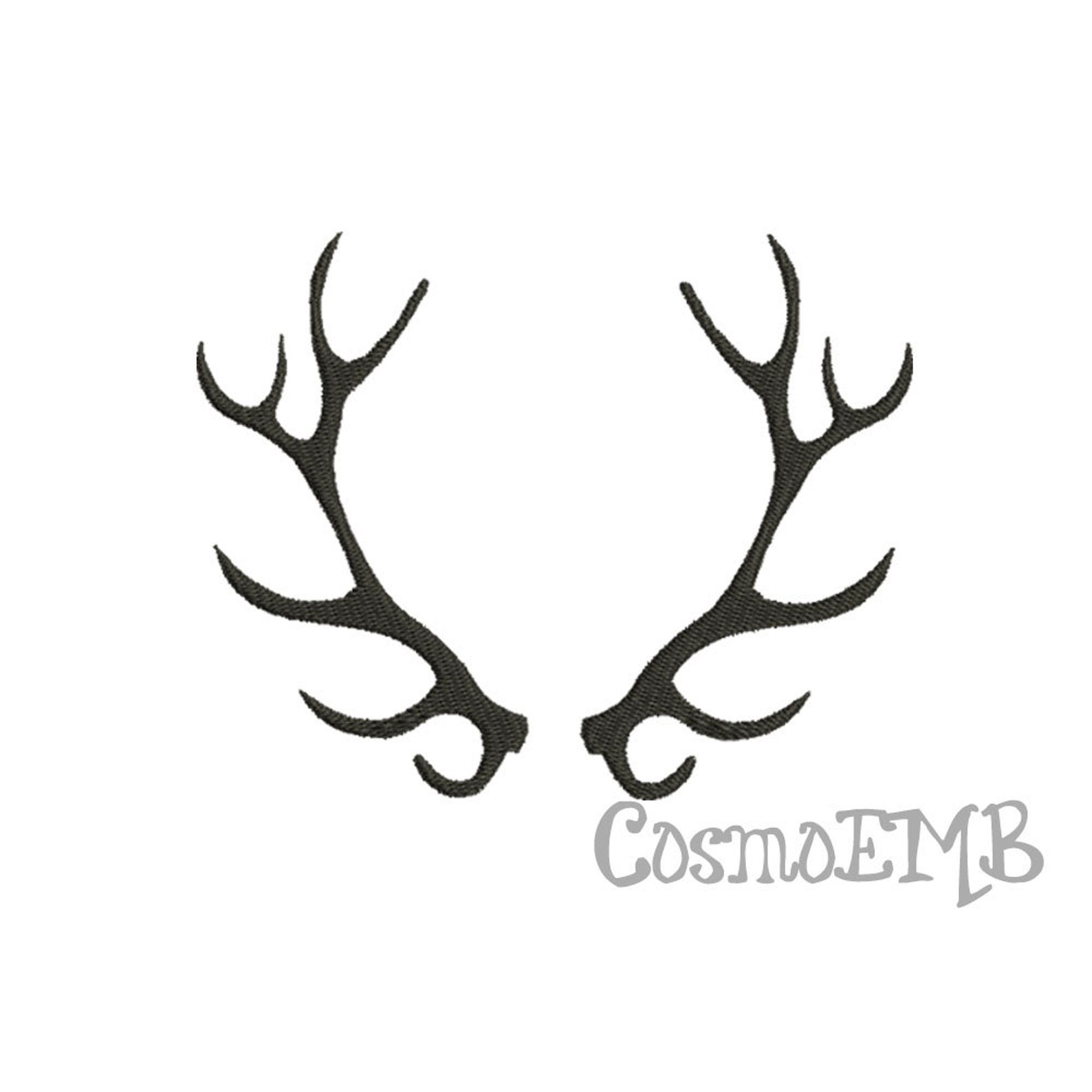 2 Deer Antlers 8 Size Embroidery Design Machine Embroidery - Digital ...
