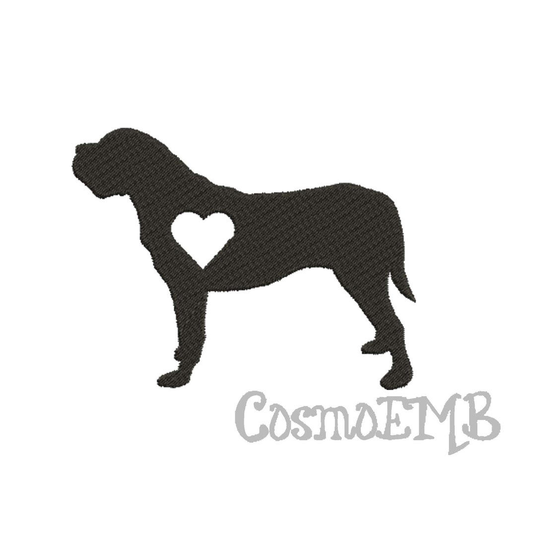 7 Size English Mastiff Silhouette Embroidery Design Machine Embroidery ...